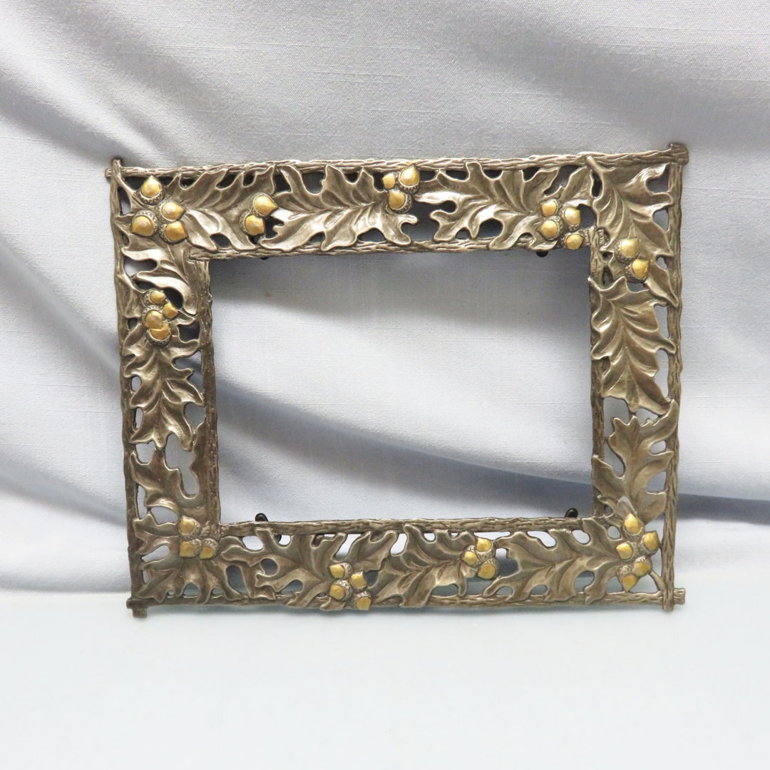 Goldtone Metal Acorn and Oak Leaf Picture Frame, Vintage Picture Frame ...