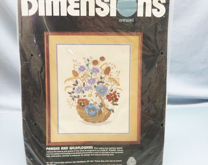 Dimensions Pansies and Wildflowers Crewel Stitchery Kit, 1984 - Etsy