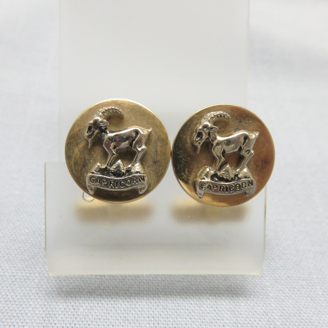Capricorn, the Sea Goat Cuff Links, 1970's SWANK Zodiac Sign Cufflinks ...