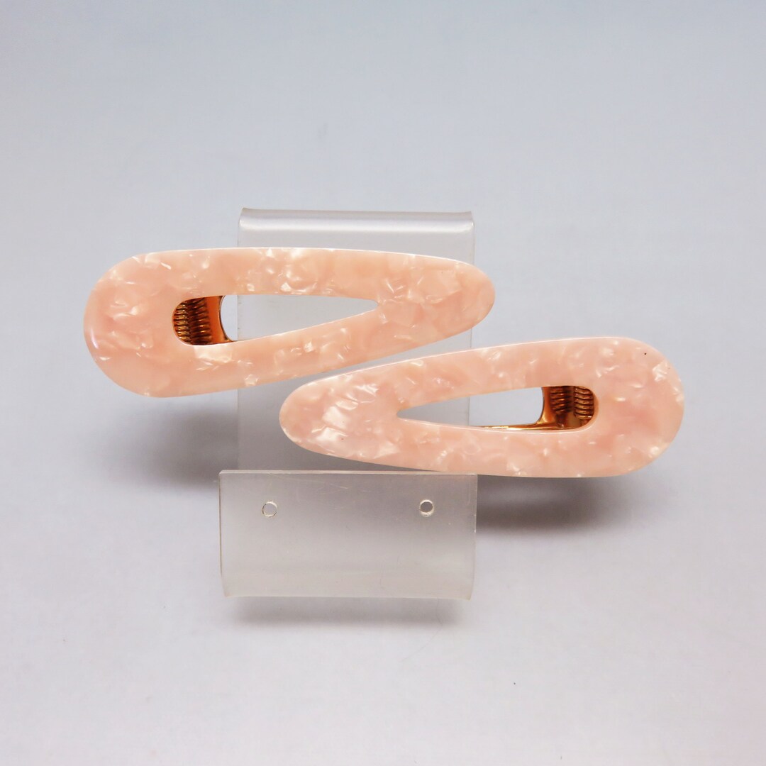 Vintage Soft Pink Pearlized Plastic Hair Clip Pair - Etsy