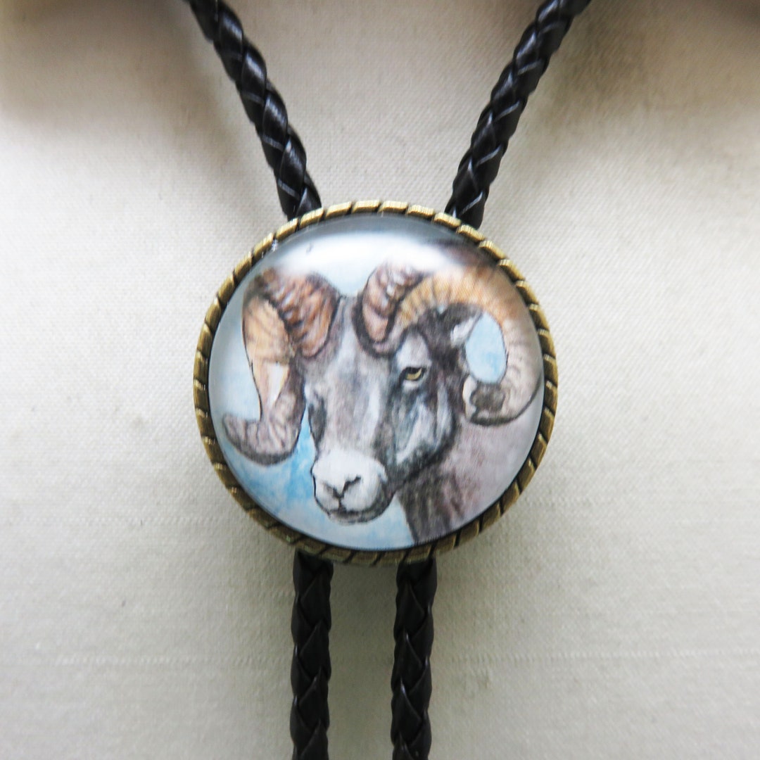 Handmade Glass Domed Watercolor Big Horn Sheep Bolo Tie - Etsy
