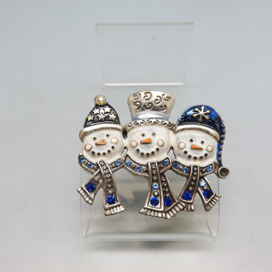 Vintage Christmas Holiday Winter Three Happy Snowmen Pin - Etsy
