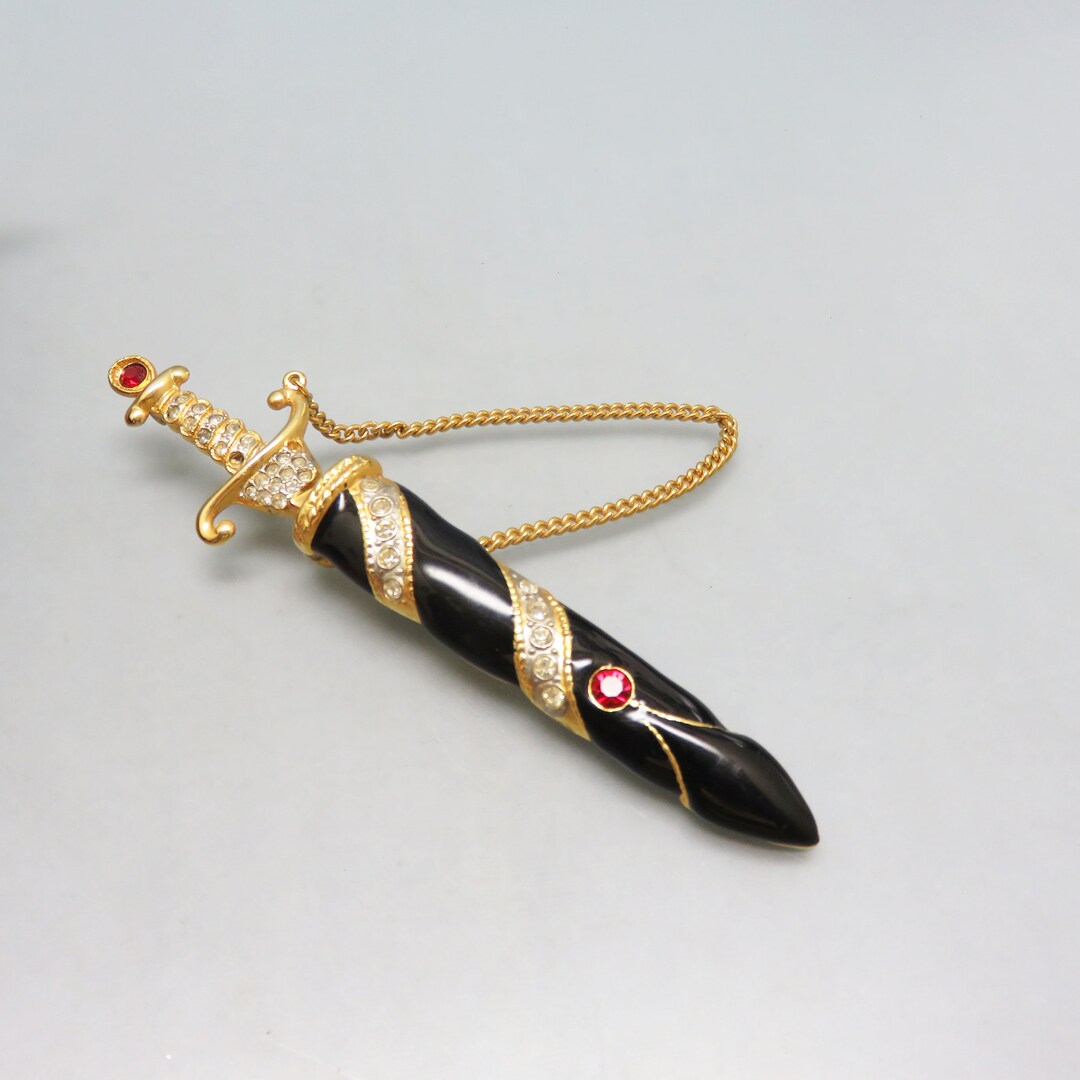 Very Cool Jeweled Sword and Scabbard Brooch, 1960s 2 Piece Brooch - Etsy