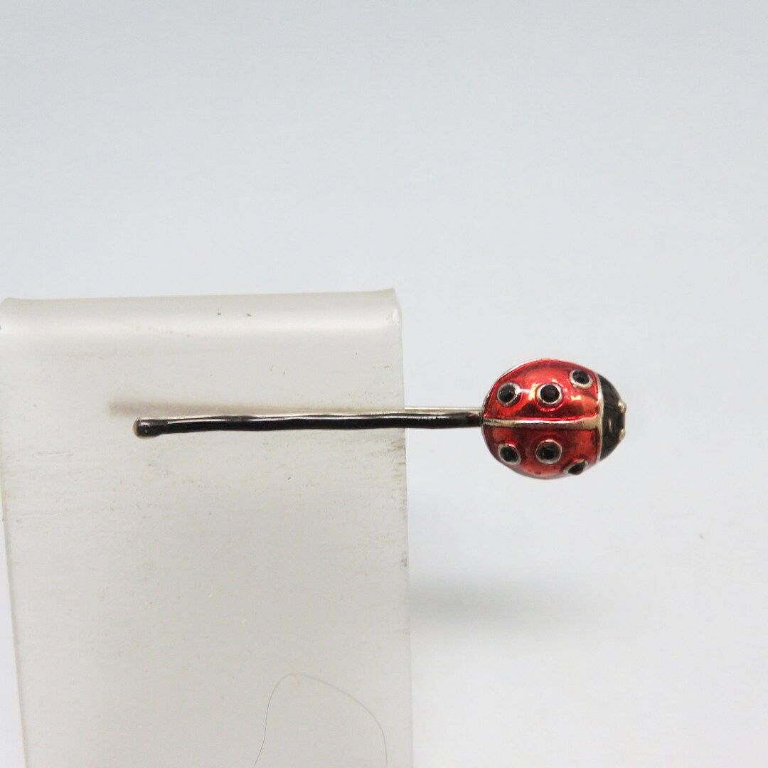 Big Enameled Lady Bug Bobby or Hair Pin, 2 1/8ths Inches Long, Cute ...