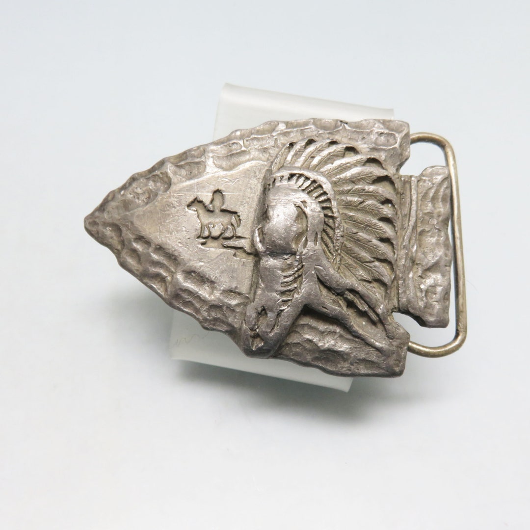 Chief Joseph Pewter Belt Buckle, Siskiyou Buckle Company, 1988, Native ...