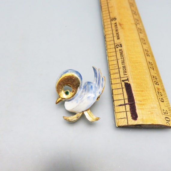 Tiny Blue and White Enamel Bluebird Pin, Vintage Pin - Gem