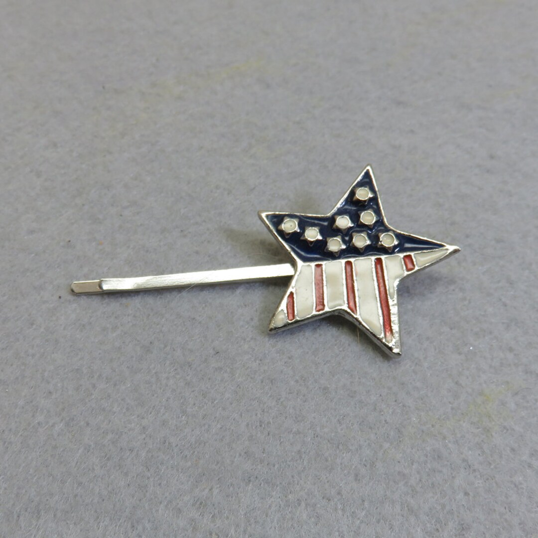 Flag Design Star Bobby or Hair Pin, Vintage - Etsy