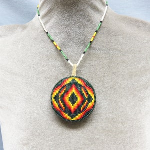 Vintage Native American Shield Design Beaded Necklace, Purchased at a ...