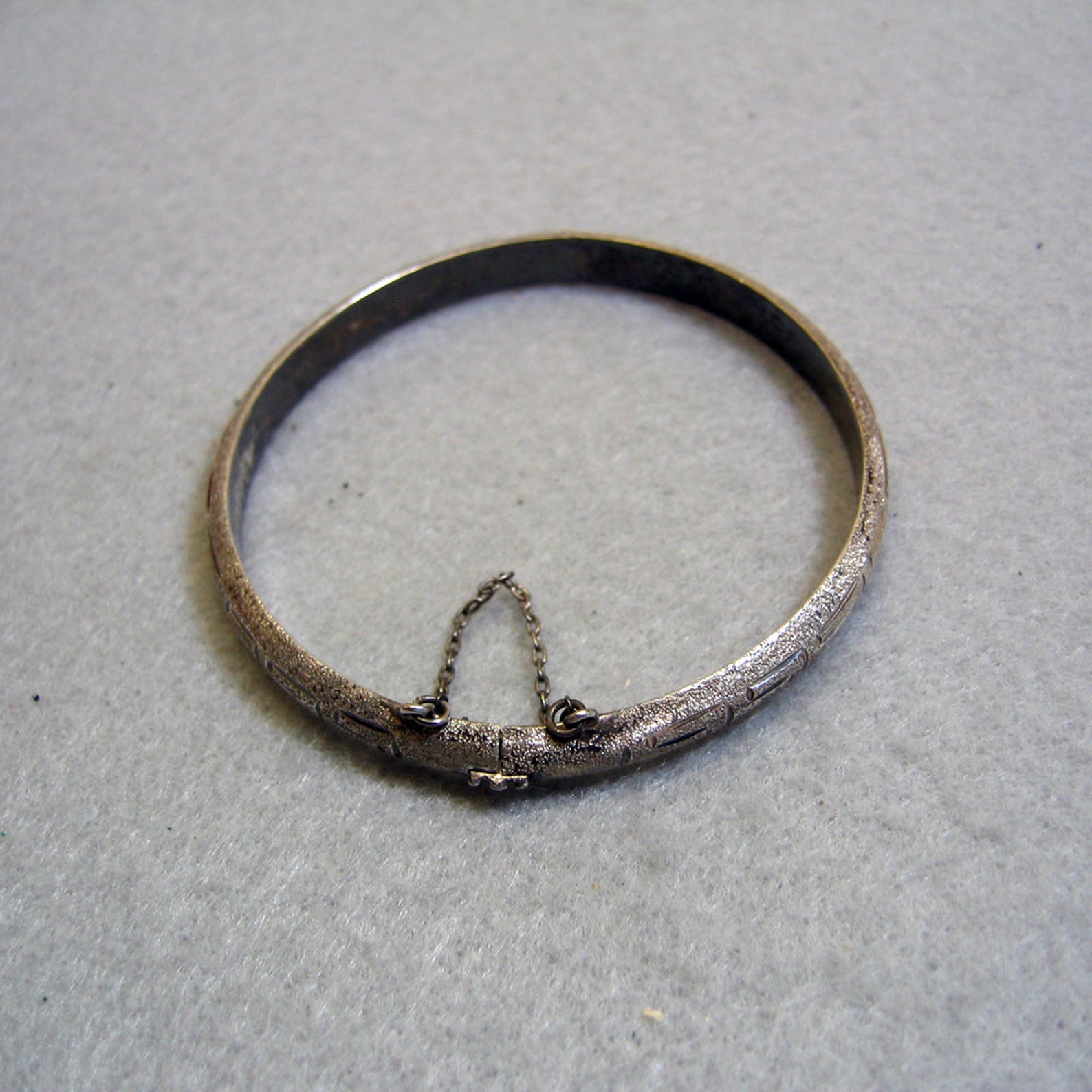 Hinged Silver Bangle Bracelet Sterling Silver Textured - Etsy