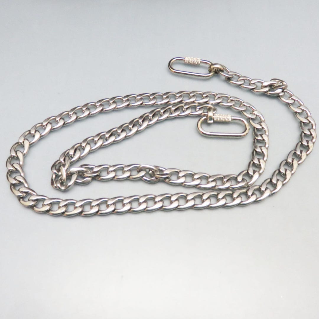 Vintage 1/2 Inch Silver Curb Link Metal Link Belt, 40 Inches Including ...