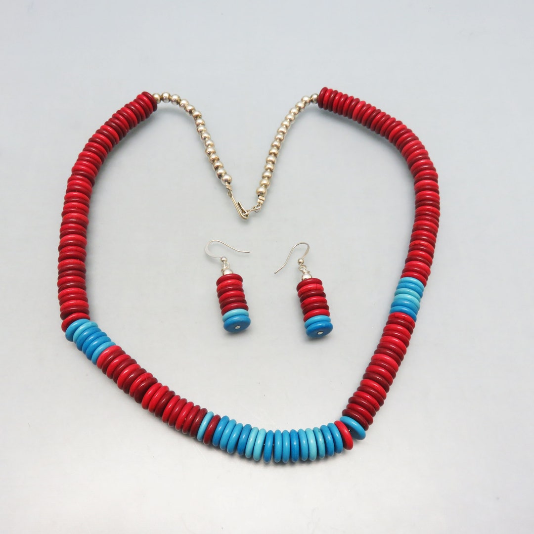 1990s Native American Beaded Necklace and Earrings, Used in Pow Wows - Etsy