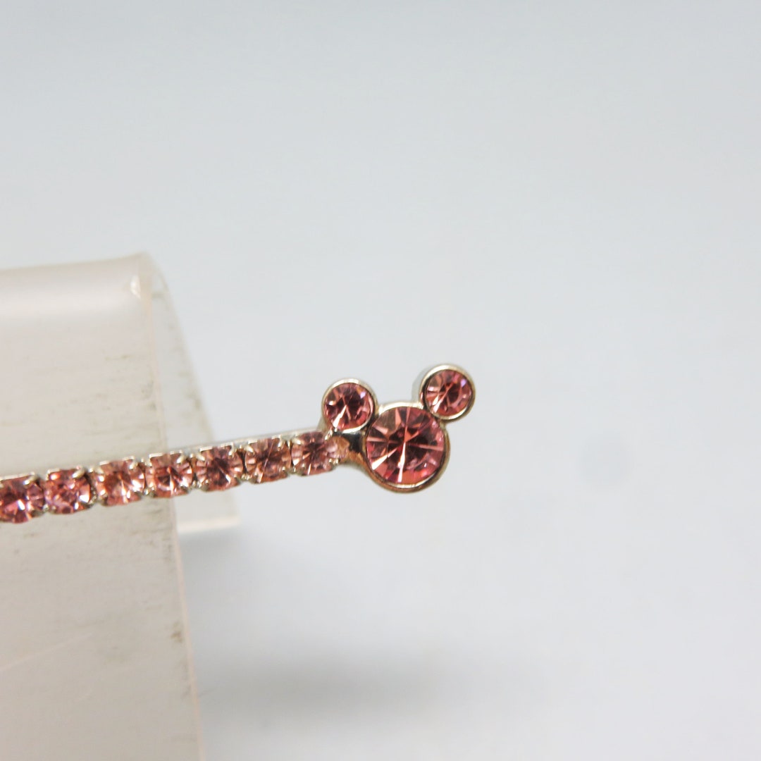 Pink Rhinestone Mickey Mouse Bobby or Hair Pin, Vintage, Fun Hair Pin ...
