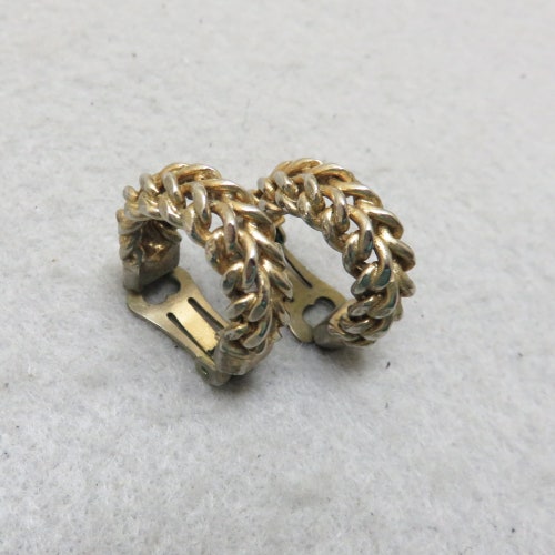 Curtain Fold Clip on Earrings Gold Ear Clips Brass Dangle | Etsy