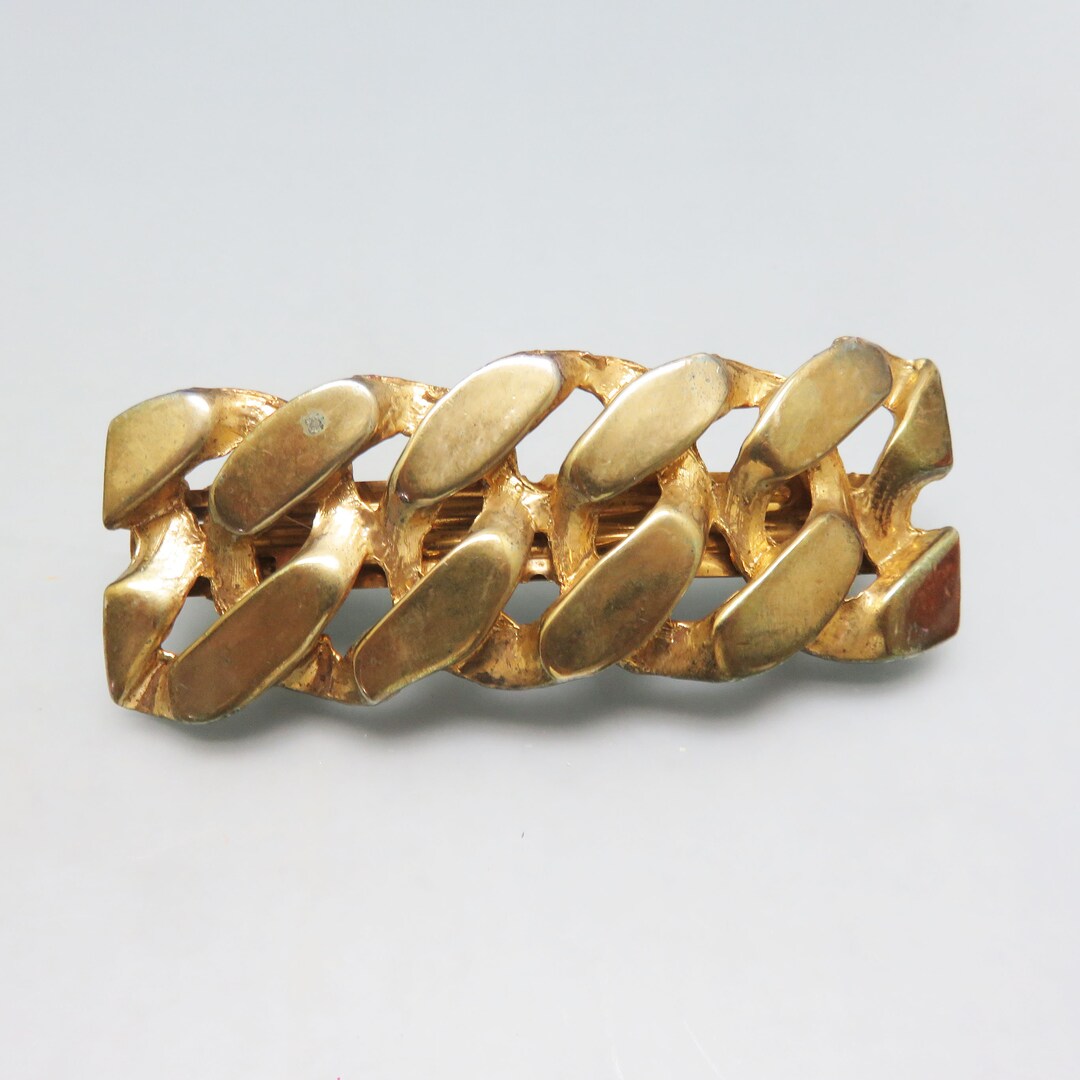 1970's Big Gold Metal Chain Link Hair Barrette - Etsy