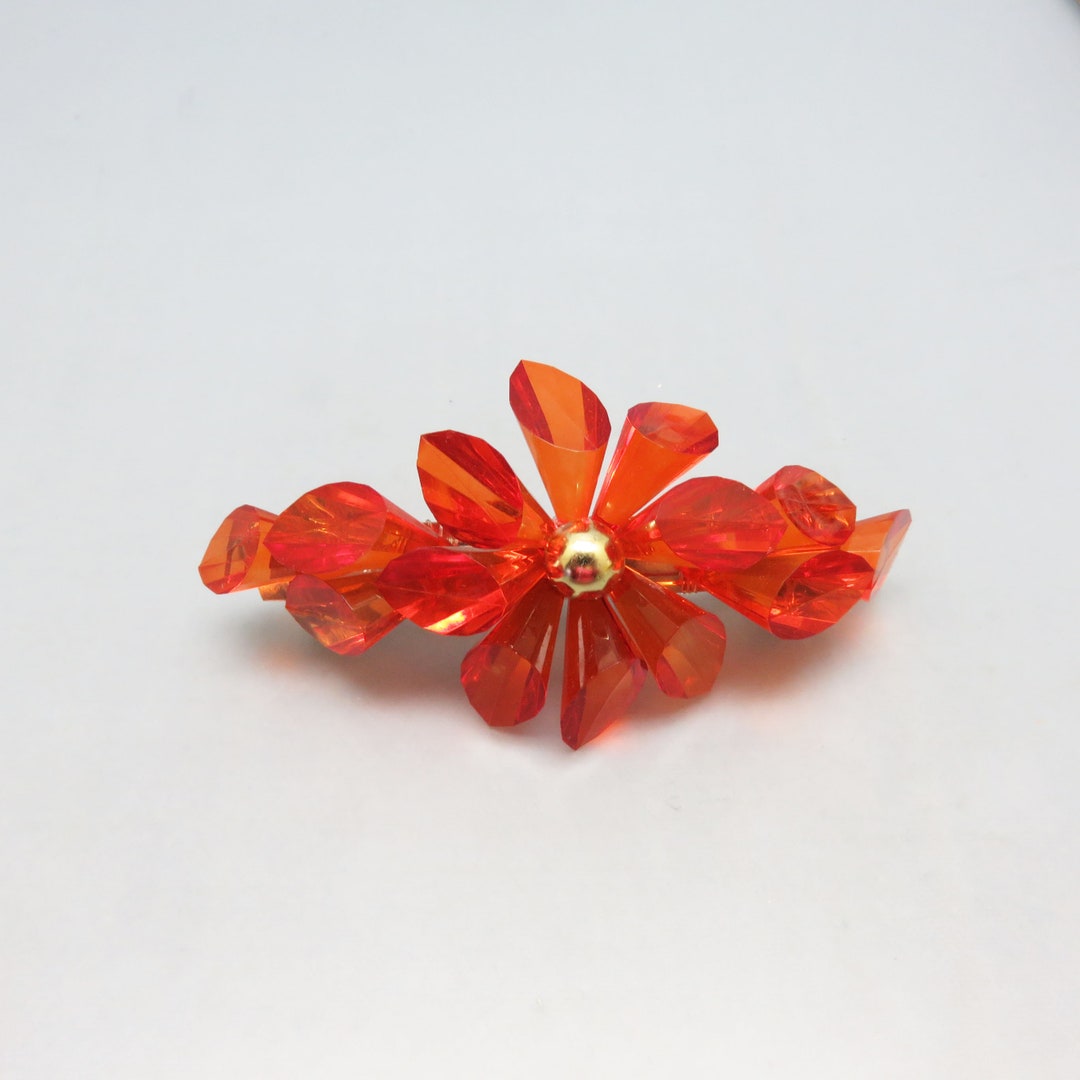 Colorful Plastic Hair Barrette, Flame Red Flower Barrette - Etsy