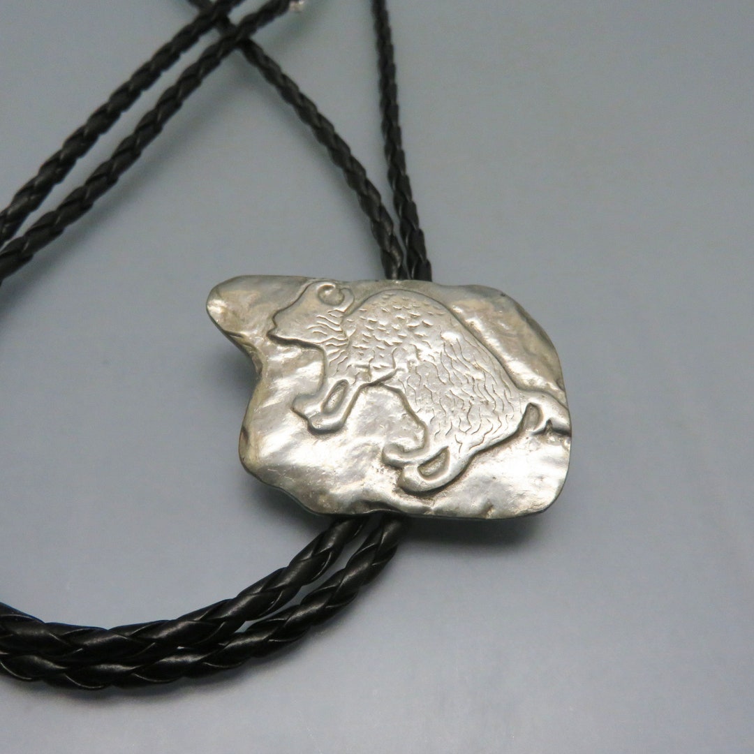 1980s Cave Style Drawing Bison or Buffalo Bolo Tie - Etsy