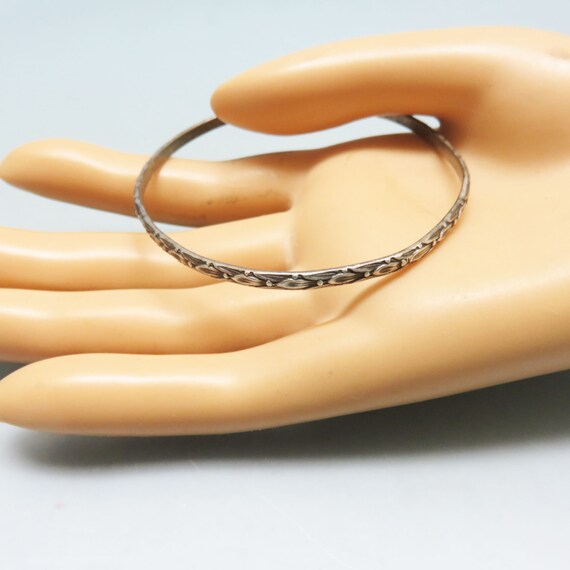 Victorian Sterling Bangle Bracelet, Stacking Floral… - Gem