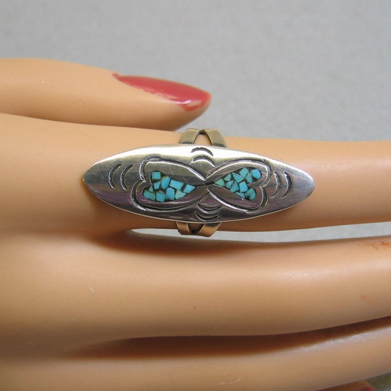J. Nezzie Sterling Silver and Inlaid Turquoise Native… - Gem