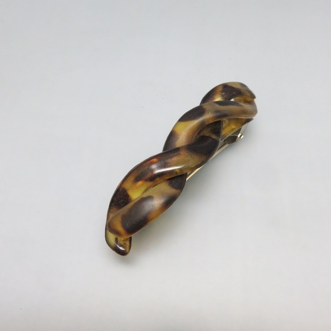 Braided Plastic Tortoise Shell Vintage Hair Barrette, 3 3/4ths Inches ...