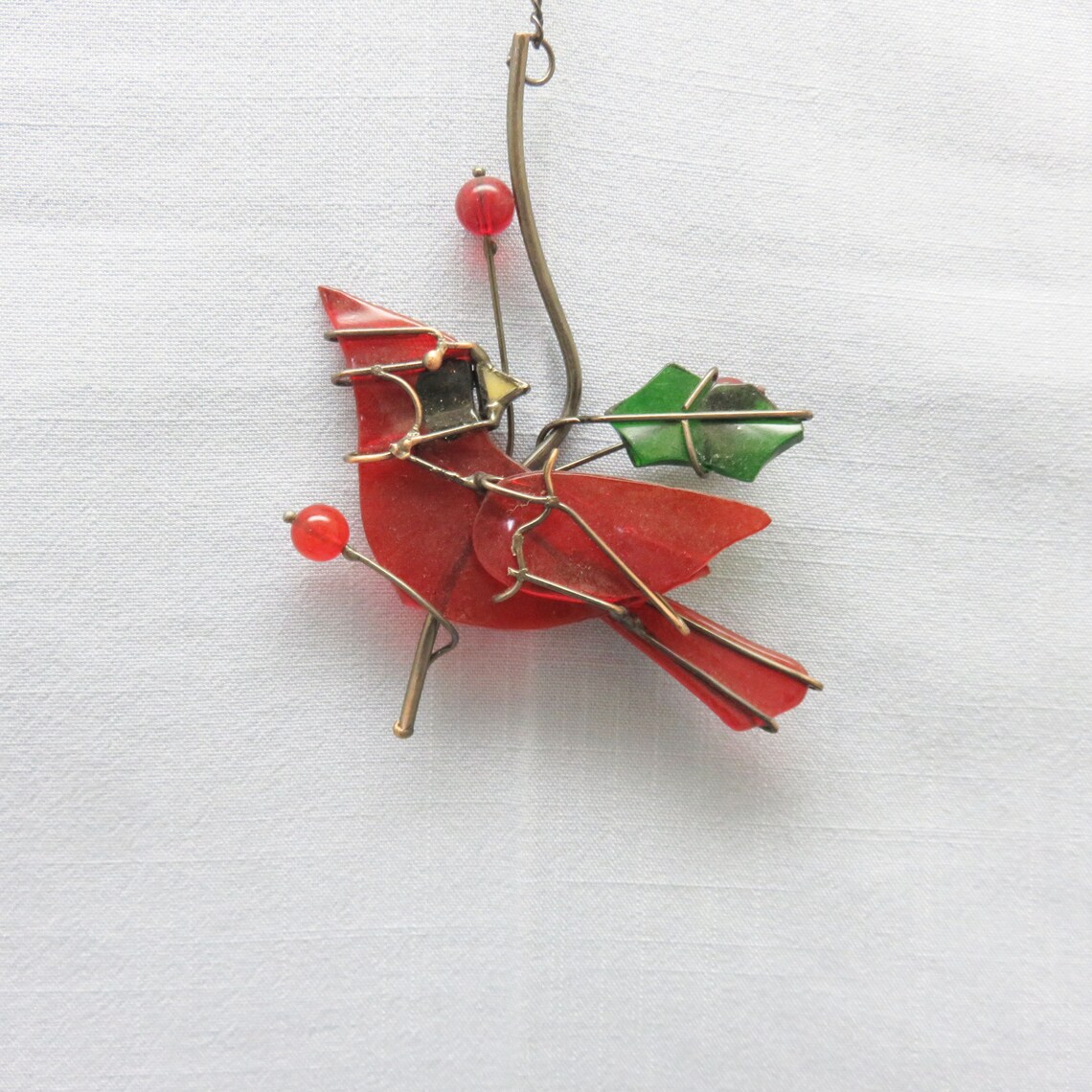 Fused Glass Cardinal Red Bird Suncatcher, Christmas Decor - Etsy
