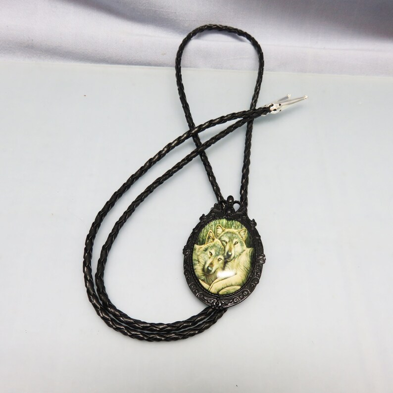 Wolf Pair Bolo Tie: Gothic Victorian Black Metal Setting - Etsy