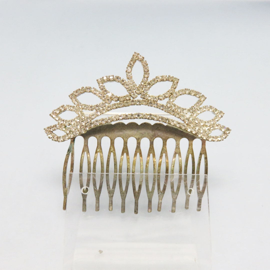 Vintage Small Rhinestone Hair Comb. Crown Design - Etsy