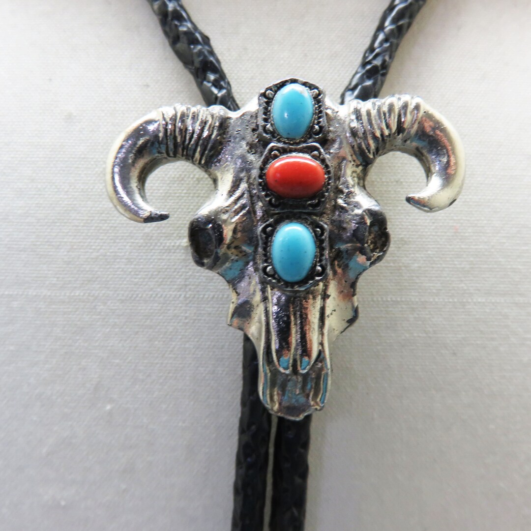 Jeweled Western Bighorn Sheep Skull Bolo Tie, Southwestern Design - Etsy