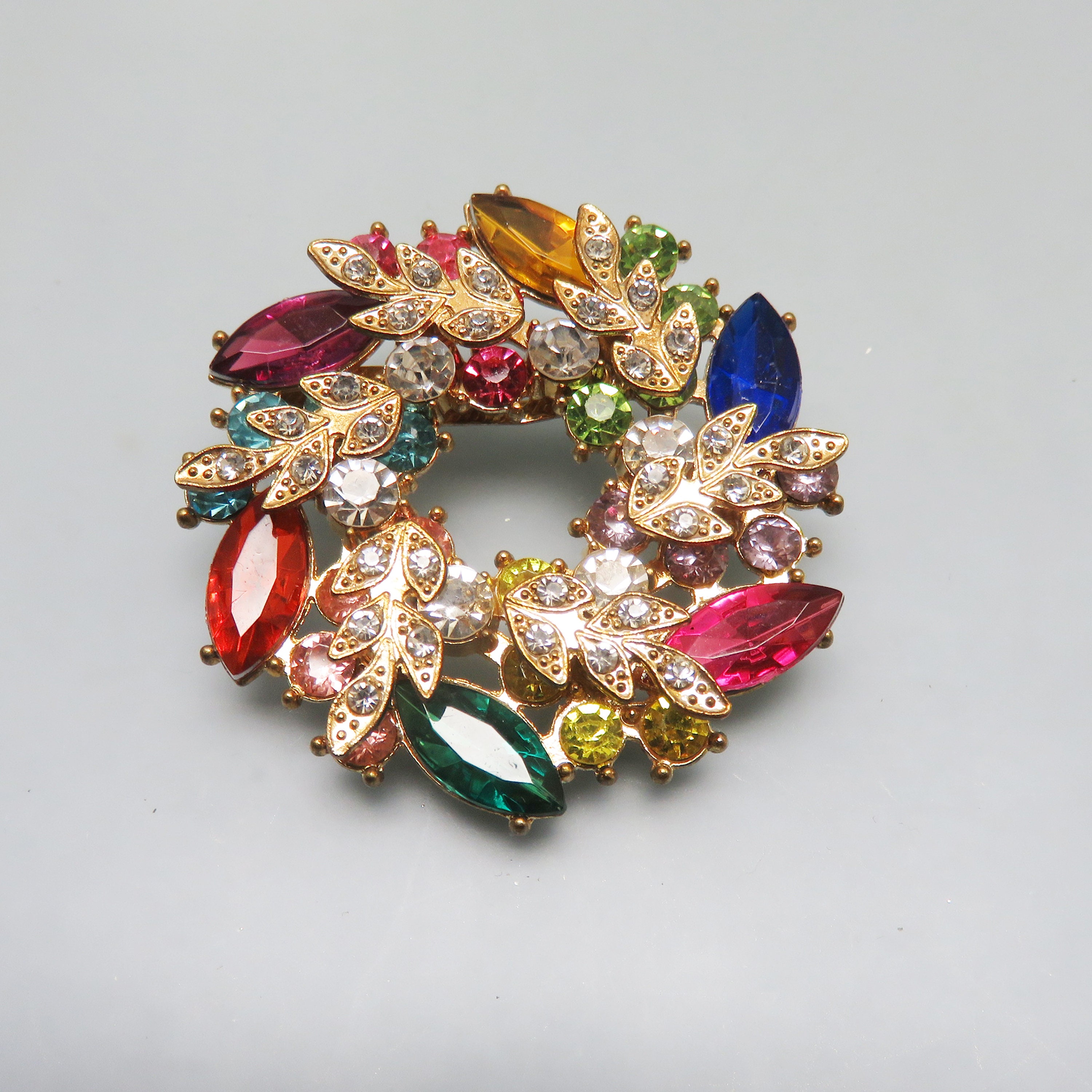 Multi Color Rhinestone Brooch 1960s Vintage Layed Brooch - Etsy UK