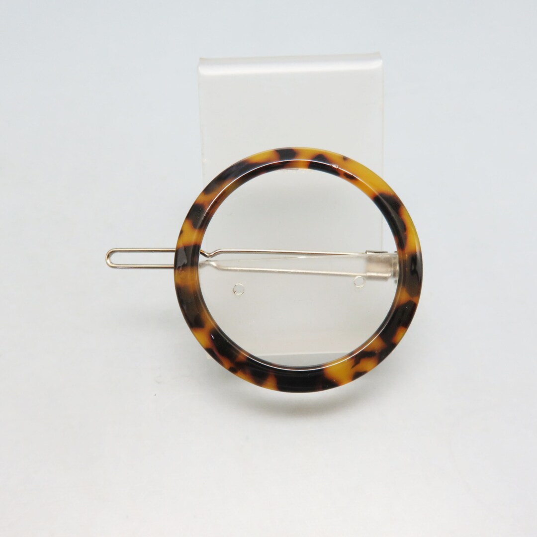 Brown Tortoise Shell Plastic Round Barrette, Vintage, Mint - Etsy