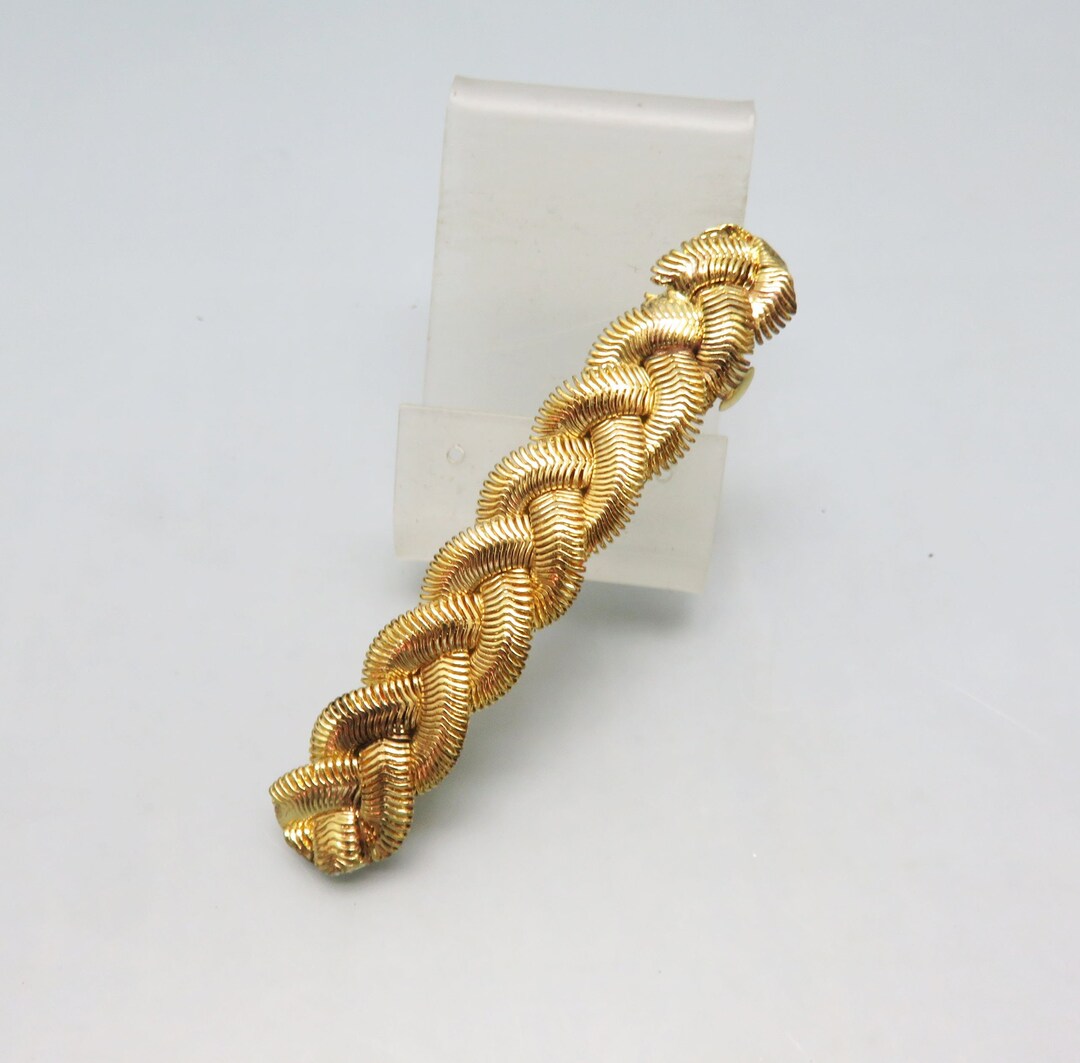 Vintage Golden Metal Braid Design Hair Barrette - Etsy