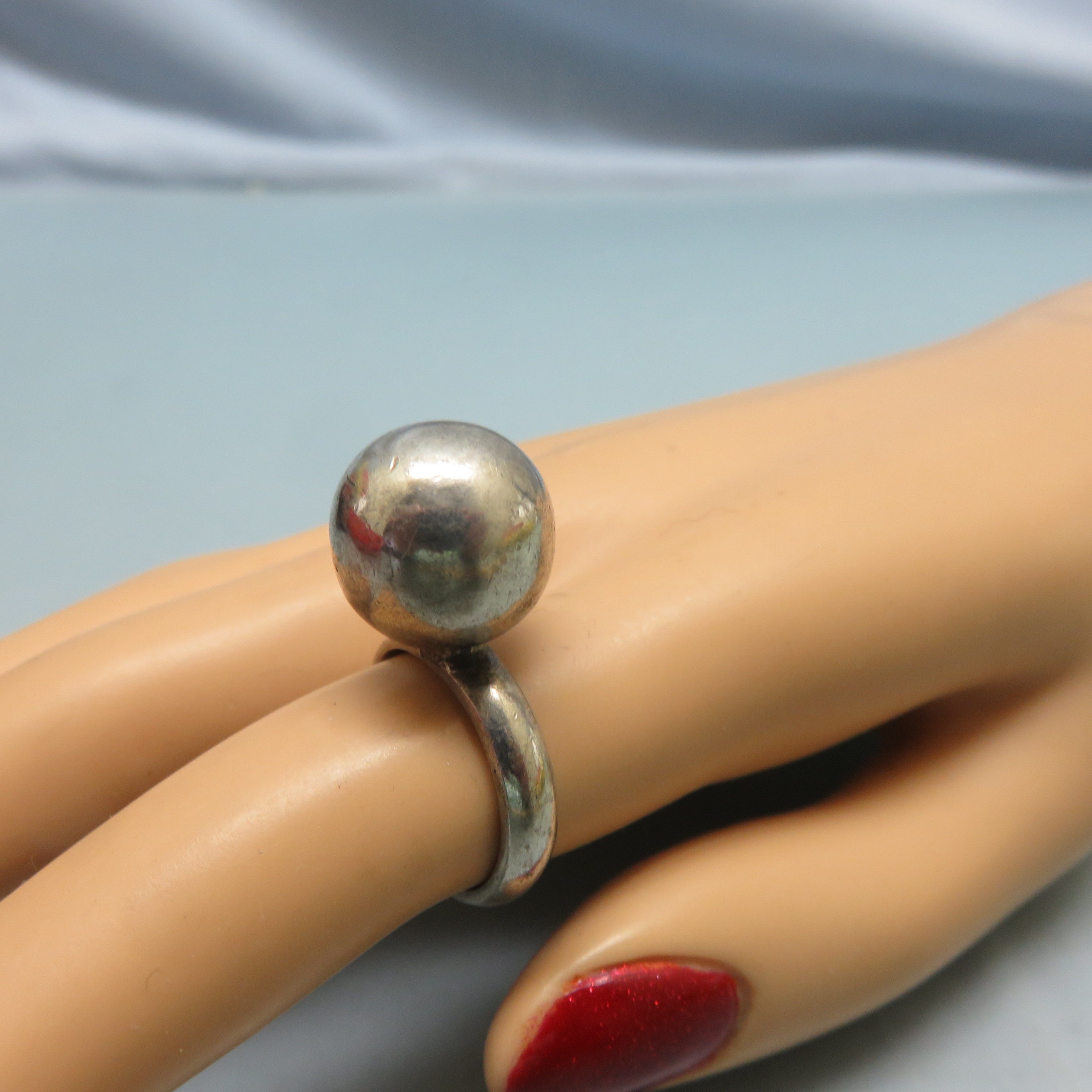 Fancy Danish Modern Sphere on Top Sterling Ring, Size 6.25 - Etsy