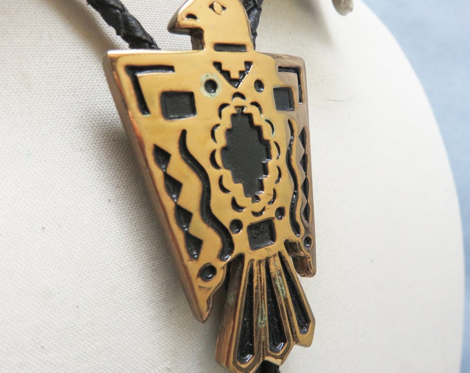 Vintage Solid Copper Thunderbird Bolo Tie, Bell Trading Native American ...