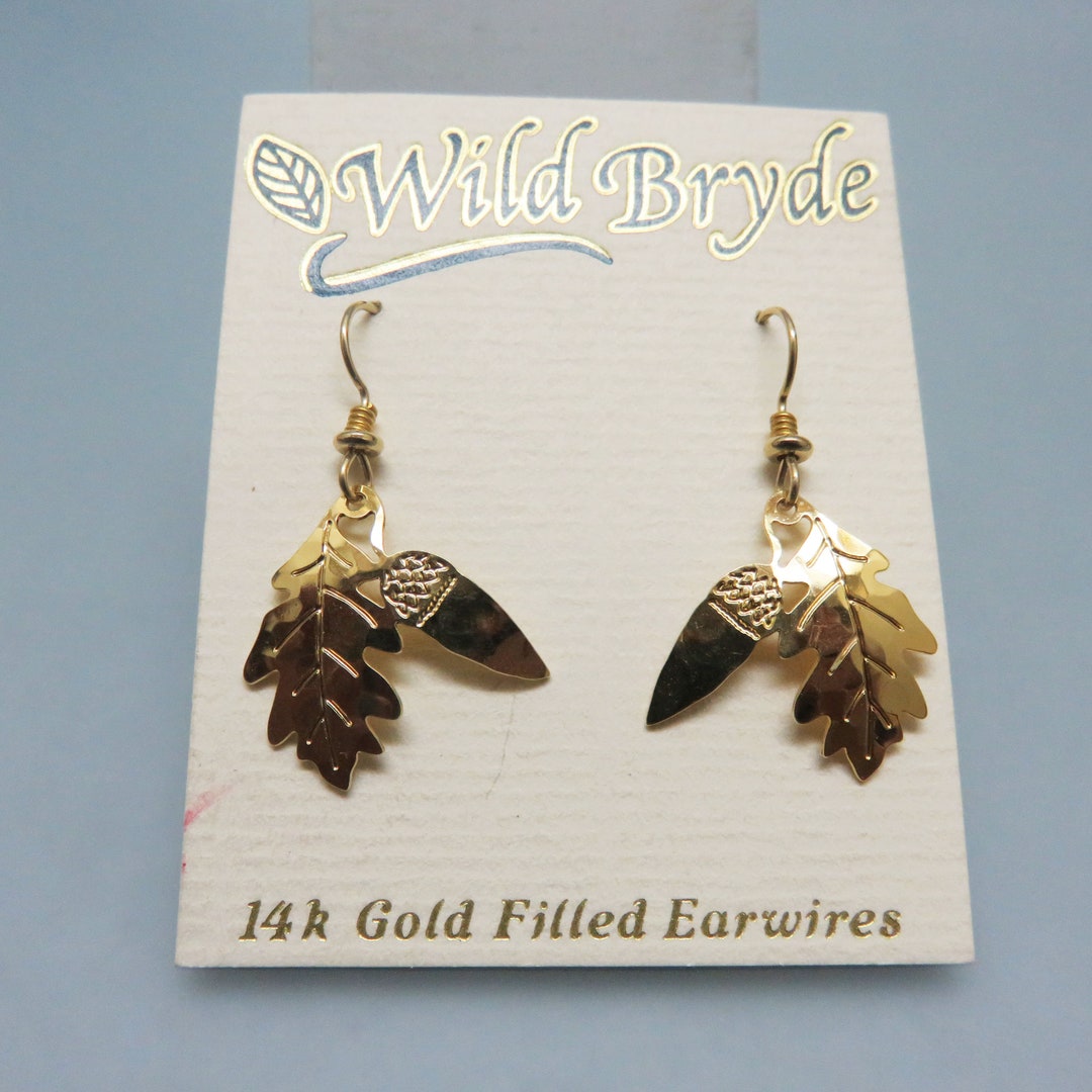 Vintage Wild Bryde Cut Out Design Oak Leaf and Acorn Pierced Earrings ...
