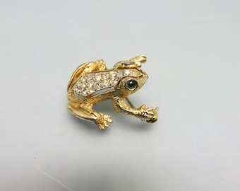 Rhinestone Frog Pin - Etsy