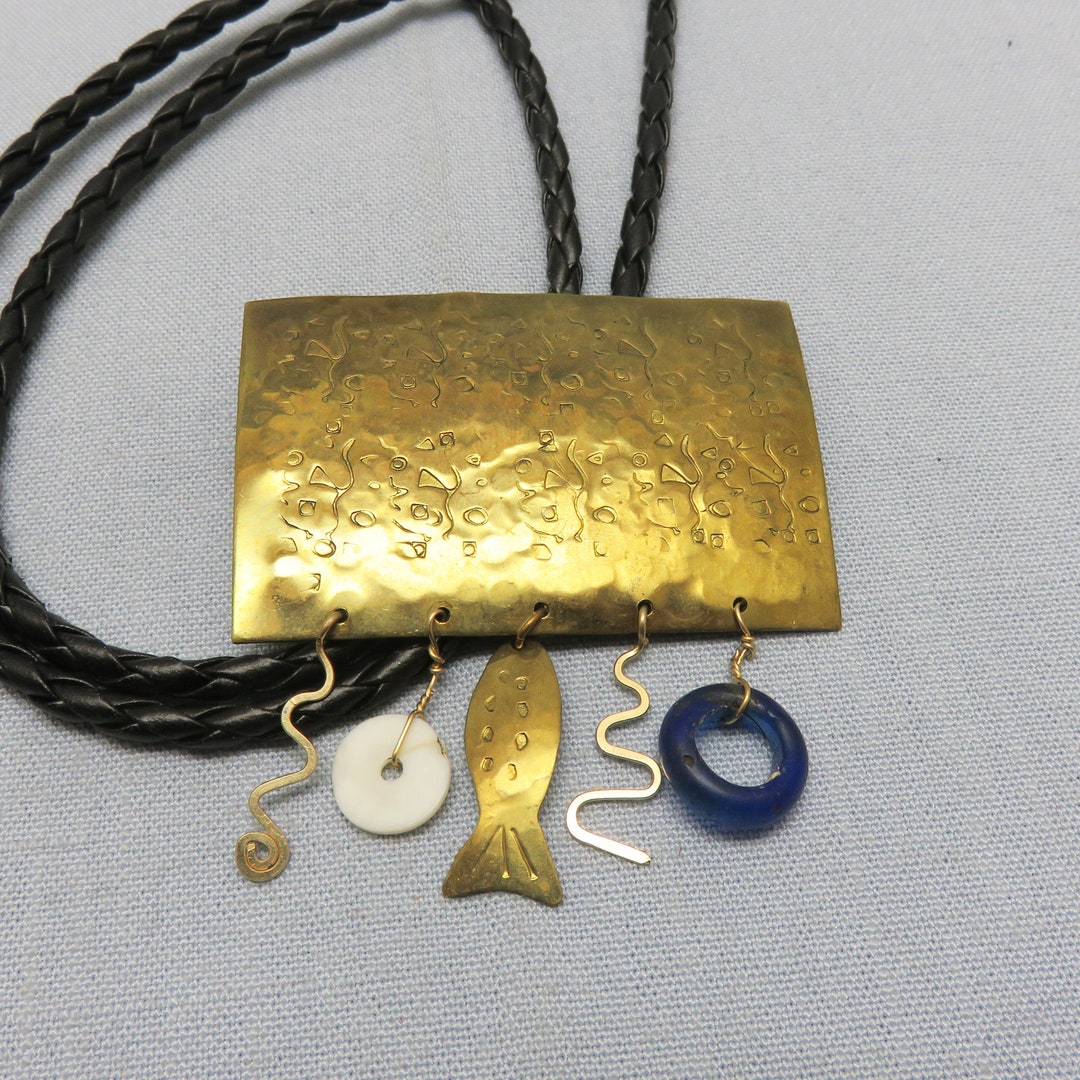 Modern Brass Bolo Tie: Convertible Brooch, Rhinestone Accents - Etsy
