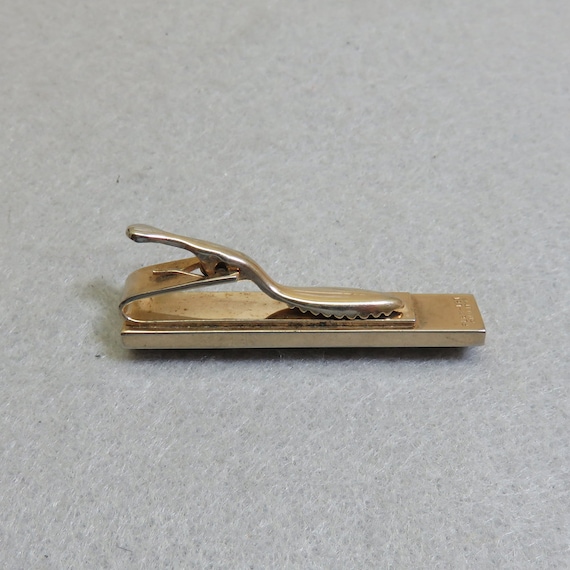 1960s Silver and Golden Metal Tie Clasp, Fancy Tie Cl… - Gem