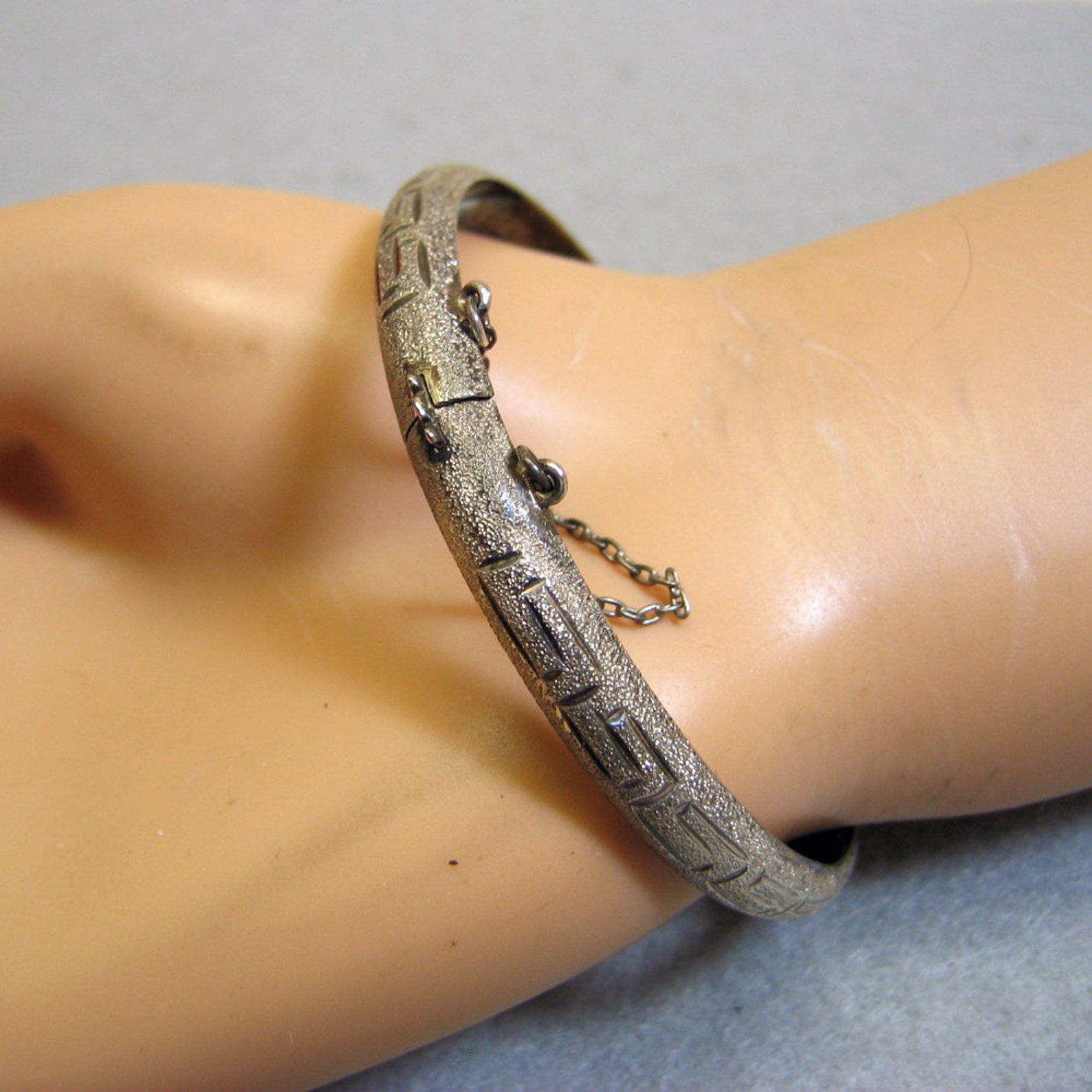 Hinged Silver Bangle Bracelet Sterling Silver Textured - Etsy