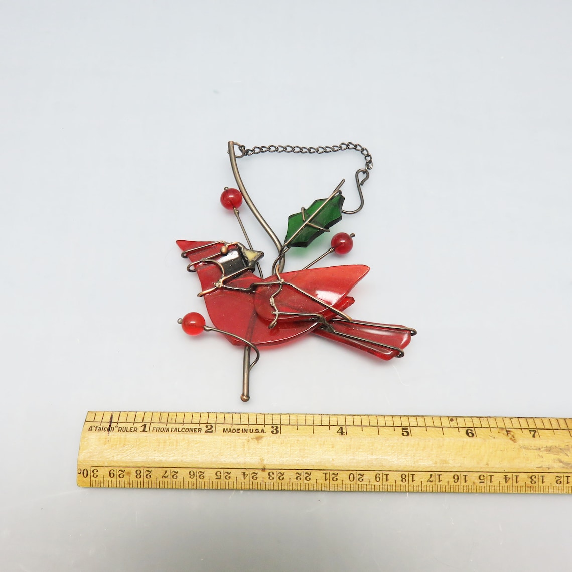 Fused Glass Cardinal Red Bird Suncatcher Christmas Decor | Etsy