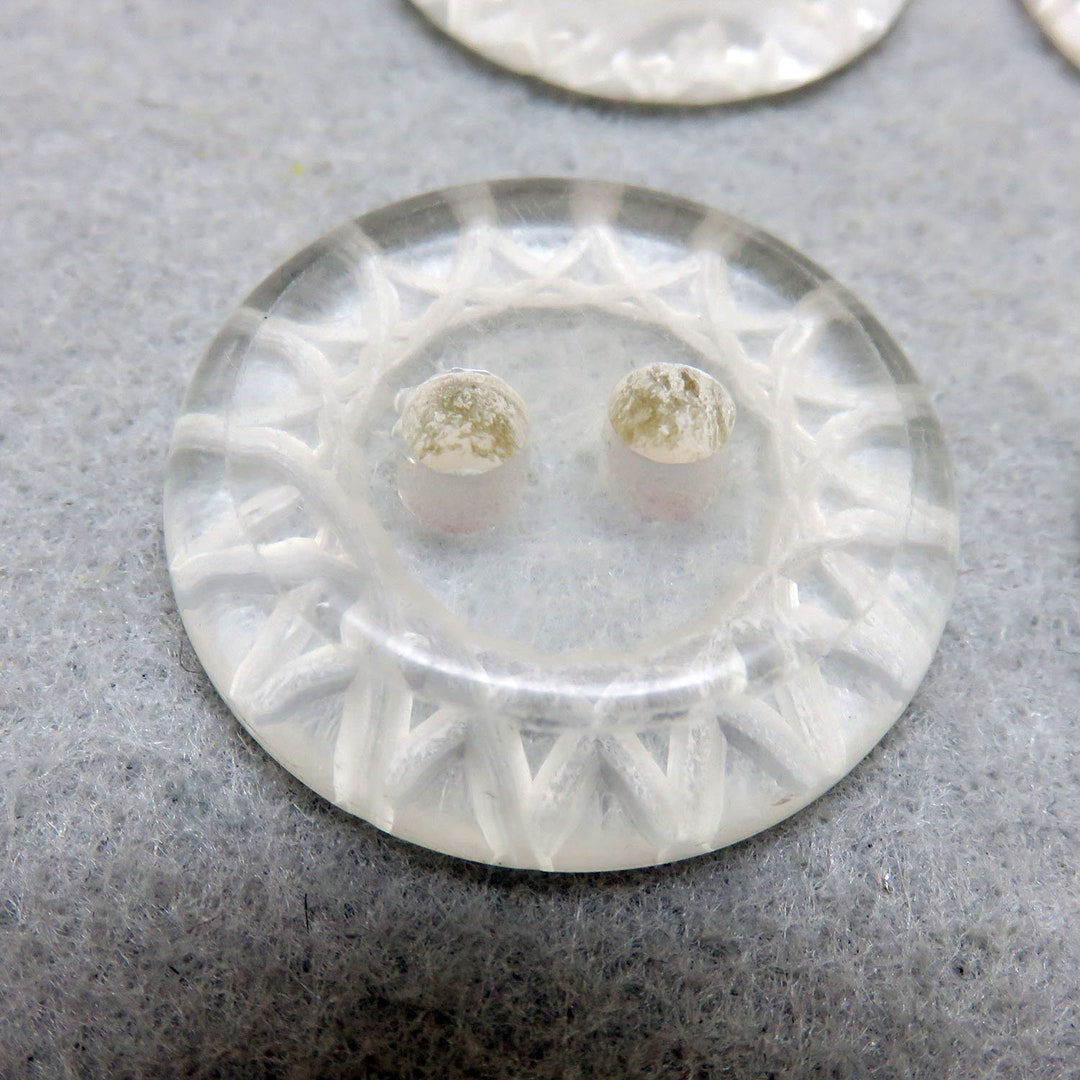 Clear Carved Sun Design Lucite Button, Vintage Lucite Button, 1.25 ...