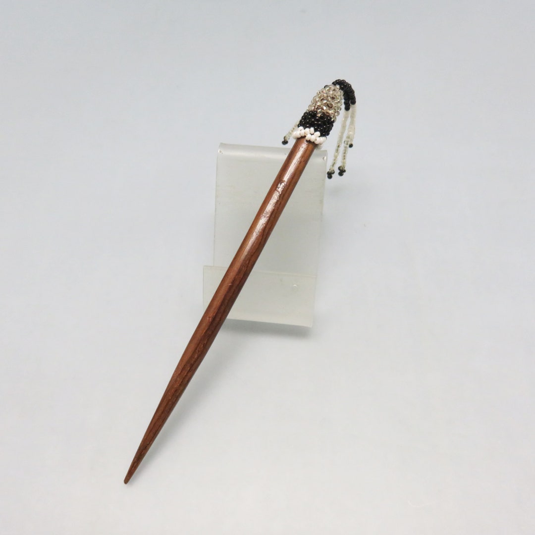 Vintage Decorated Beaded Top Plastic Wood Hair Stick - Etsy