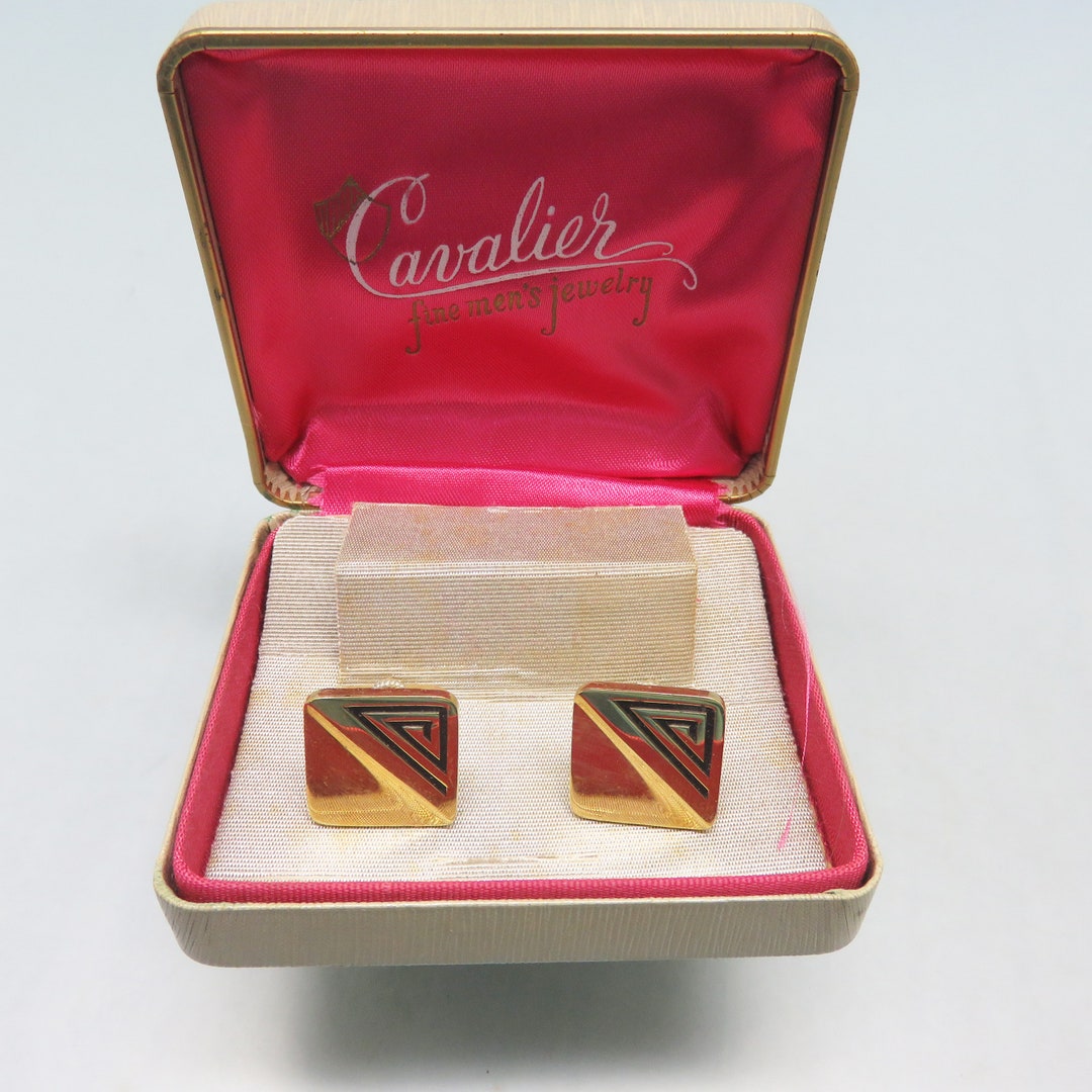 1960s Cavalier Gold Plated Cufflinks Set, Mint in Original Box ...