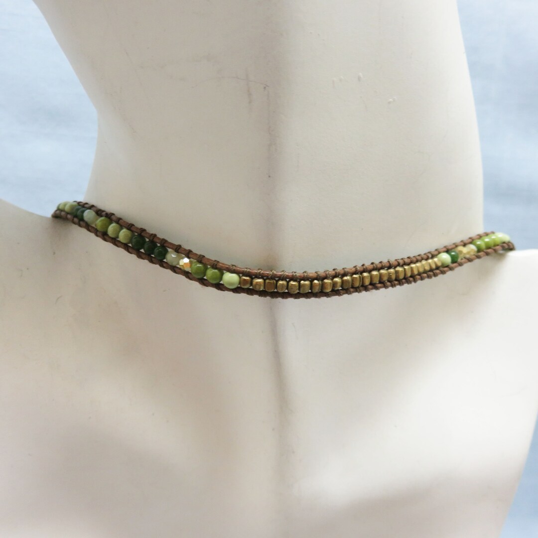1980s Native American Style Beaded Collar Necklace, Narrow Collar ...