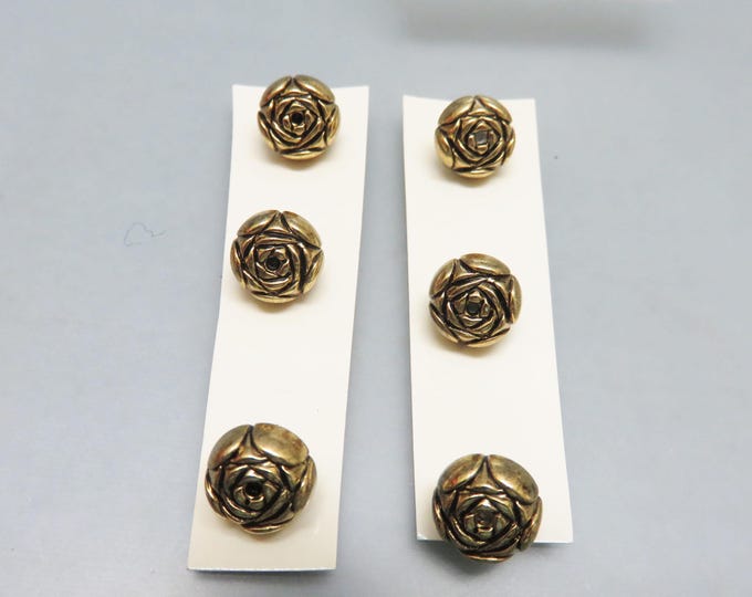 Set of 6 Round Rose Flower Buttons, Sewing or Craft Buttons - Etsy