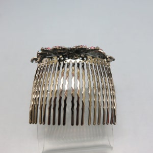 Vintage Pink Rhinestone Butterfly Hair Comb: Floral Silvertone ...