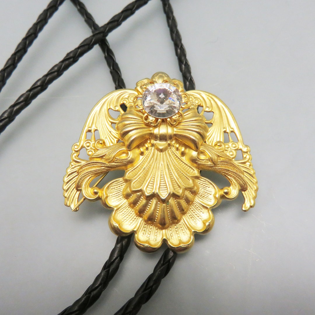 Vintage Rhinestone Angel Bolo, 1980s, Elegant Golden Metal - Etsy