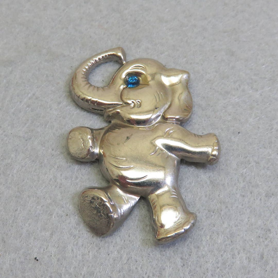 Adorable Chromed Metal Elephant Brooch, Happy Elephant Pin - Etsy