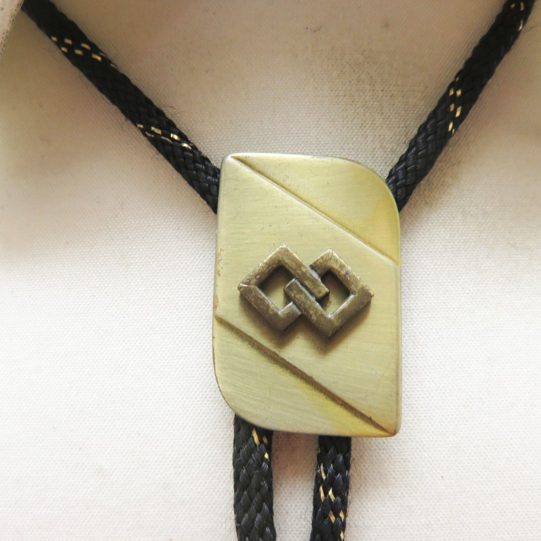 Vintage 1960s Double Diamond Bolo Tie, Gold and Black - Etsy
