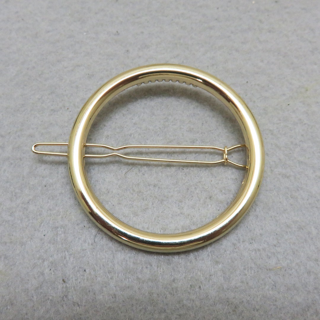 Vintage Goldtone Round Hair Barrette: 1980s Design - Etsy