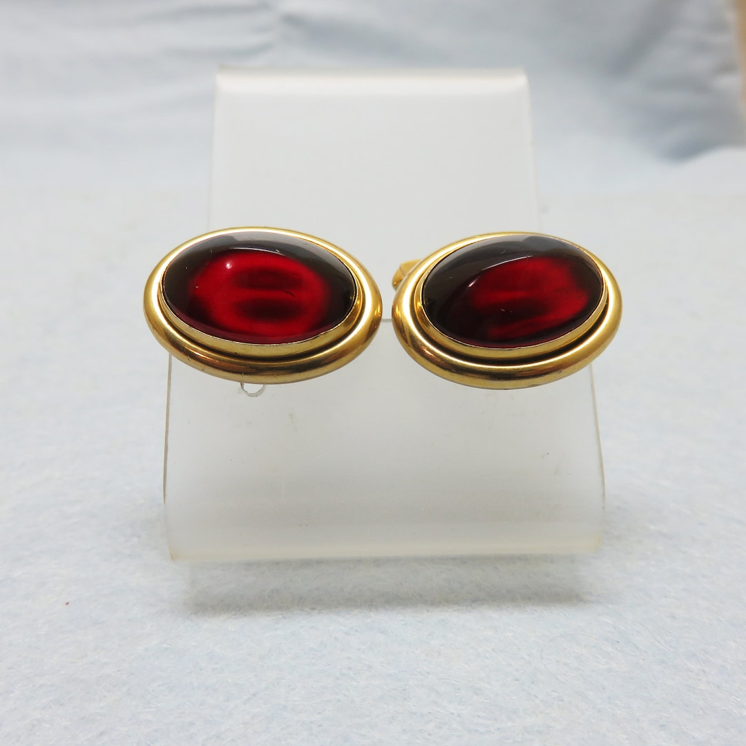 1950s Red Molded Plastic Cuff Links, Signed Swank, Very Retro - Etsy