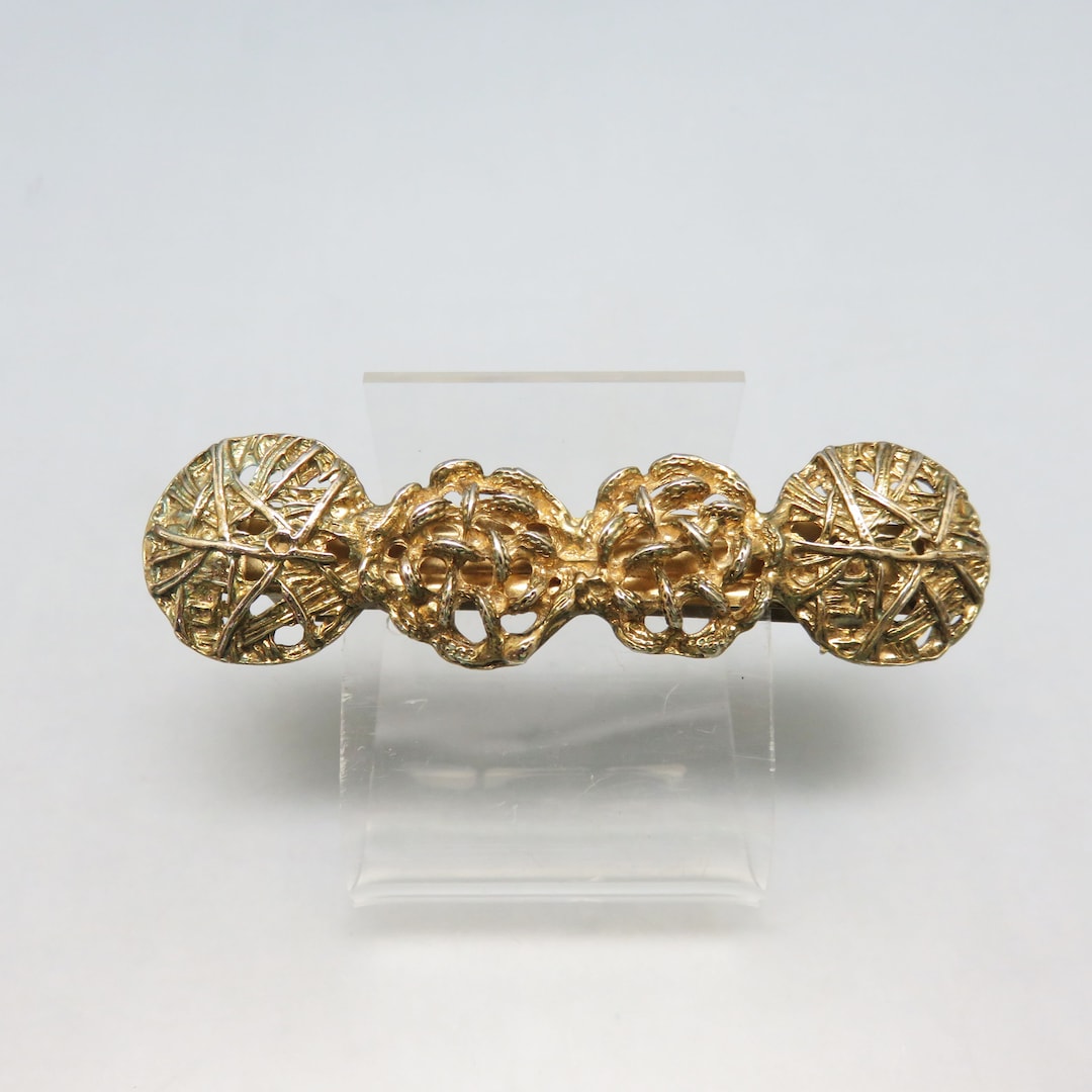 Gold Metal Hair Barrette, Four Different Circles, Vintage - Etsy